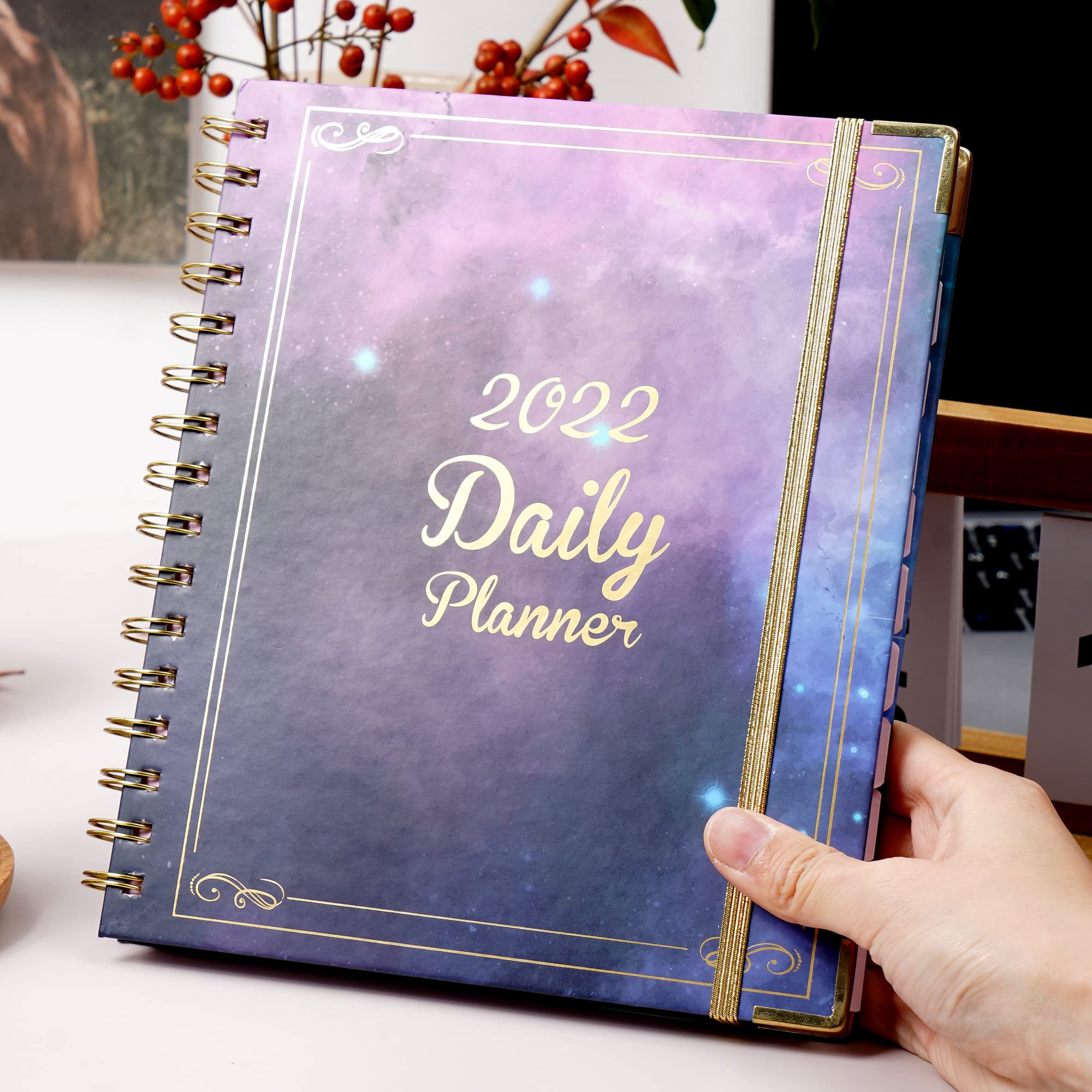 2022-2023 Hardcover Daily Planner Yearly Monthly Agenda Planner Strong Twin-Wire Binding Weekly Organizer for College Students Women Men to Do List Cute Organizer Planner, Purple Small