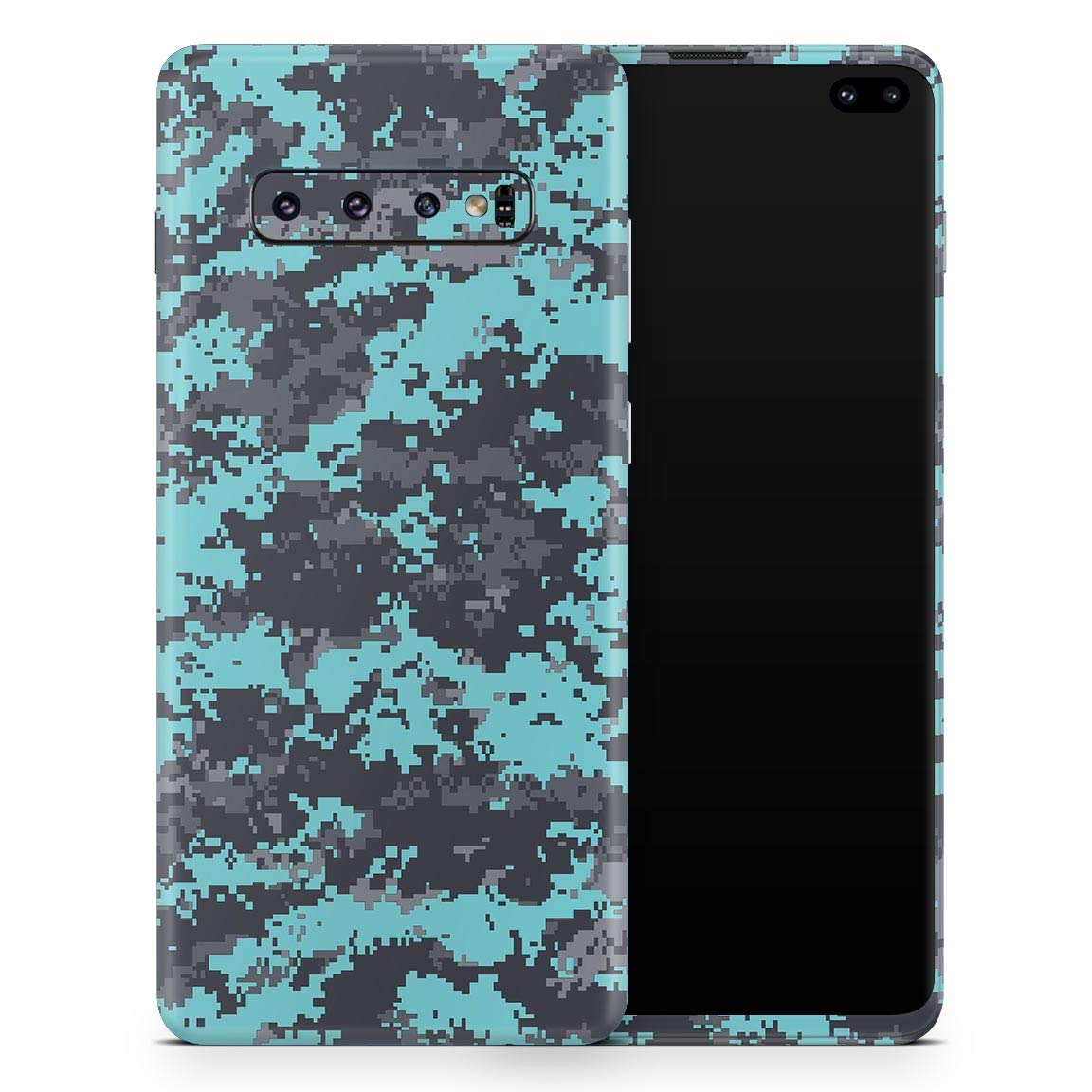 DesignSkinz Turquoise and Gray Digital Camouflage Protective Vinyl Decal Wrap Skin Cover Compatible with The Samsung Galaxy S20 (Screen Trim & Back Glass Skin)