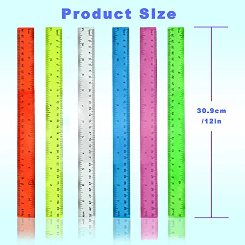 36Pcs Clear Ruler 12 Inch Plastic Rulers Ruler with Inches and Centimeters Rulers Bulk for Classroom for School,Home,Office,Students,Artists,Engineers,Drawing and Drafting