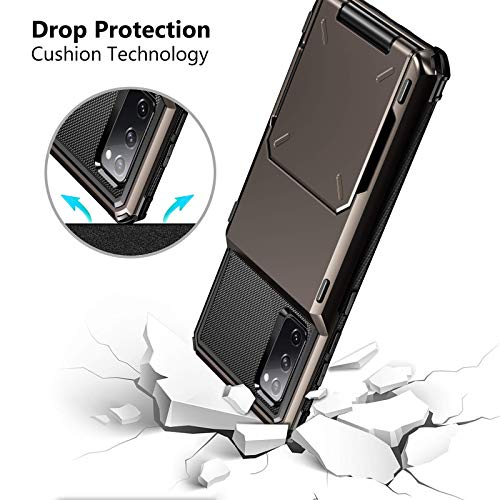 Vofolen for Galaxy S20 FE 5G Case Wallet Credit Card Holder 4-Card Slot Hidden Back Pocket Dual Layer Hybrid Rugged Rubber Bumper Protective Hard Shell Cover for Samsung Galaxy S20 FE 5G Gun