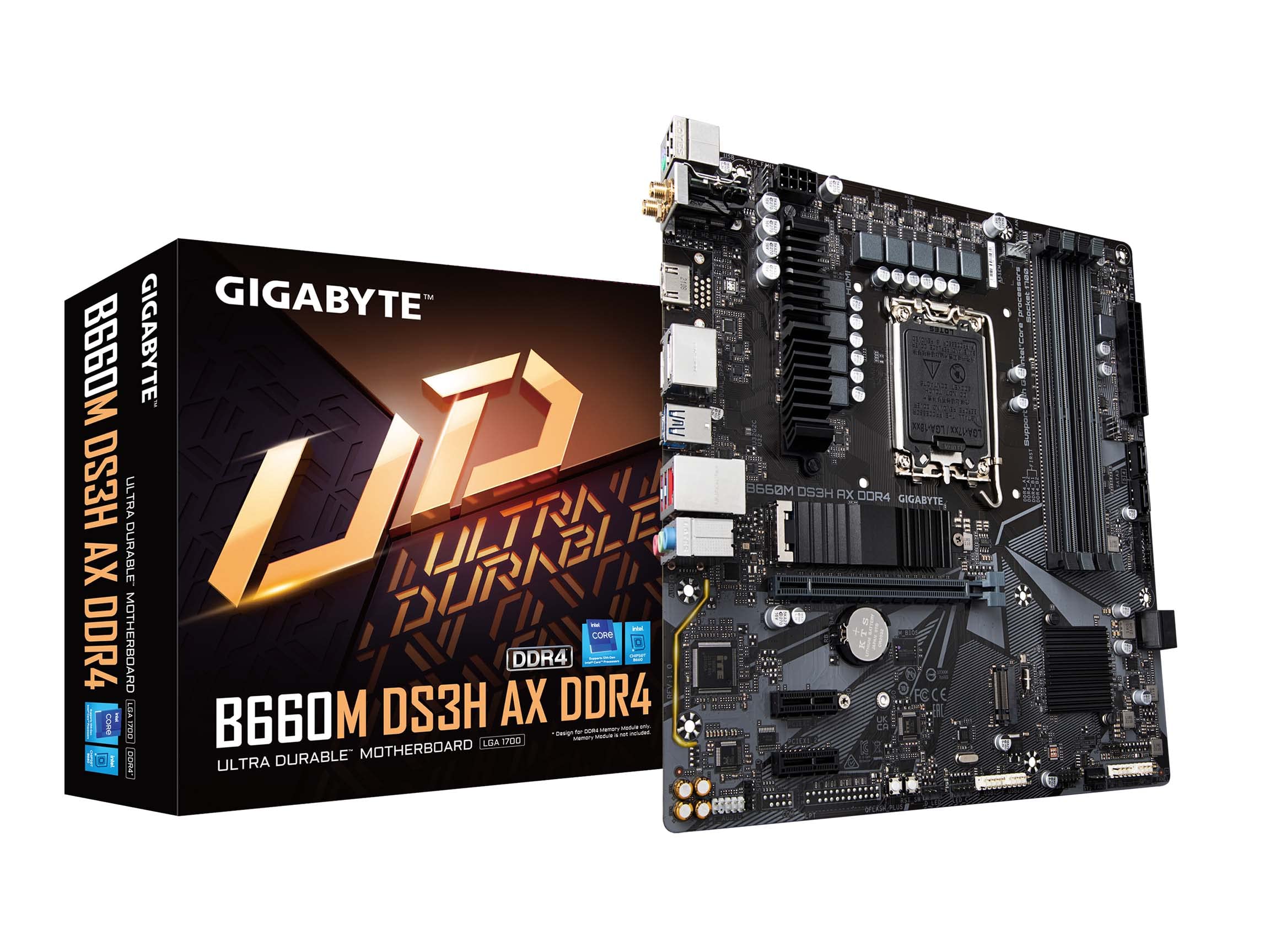 GIGABYTE B660M DS3H AX DDR4 (B660/ Intel/LGA 1700/ Micro-ATX/ DDR4/ Dual M.2/ PCIe 4.0/ USB 3.2 Gen2 Type-C/ 2.5GbE LAN/Motherboard)