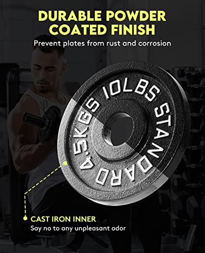 AboveGenius Cast Iron 2-Inch Olympic Plate Weight Set for Strength Training, Weightlifting and Crossfit in Home & Gym