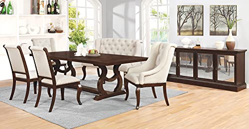 Coaster Home Furnishings Brockway Glen Cove Arm Chairs with Button Tufting and Nailhead Trim Antique Java and Cream (Set of 2)