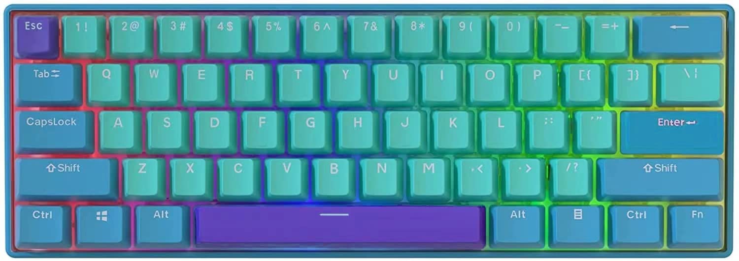 BOYI 60% Cherry MX Switch Green Mini Mechanical Keyboard, 61 Key Mini RGB PBT Keycap Type-C Wired NKRO Programmable Mechanical Gaming Keyboard(Cherry MX Brown Swtich)