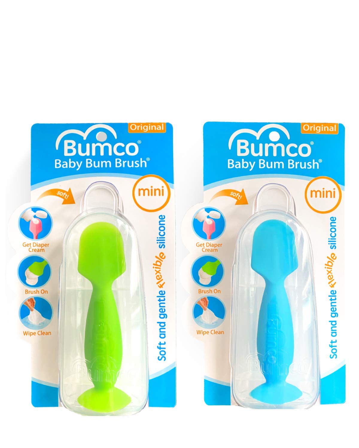 Bumco Mini Diaper Cream Spatula with Case (2-Pack) - BPA-Free Butt Spatula Baby, Soft Diaper Spatula, Diaper Cream Applicator, Mom-Invented Baby Must Haves, Diaper Bag Essentials, Butt Paste Spatula