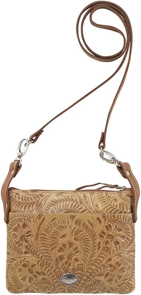 American West Women's Trail Rider Crossbody Bag Tan One Size