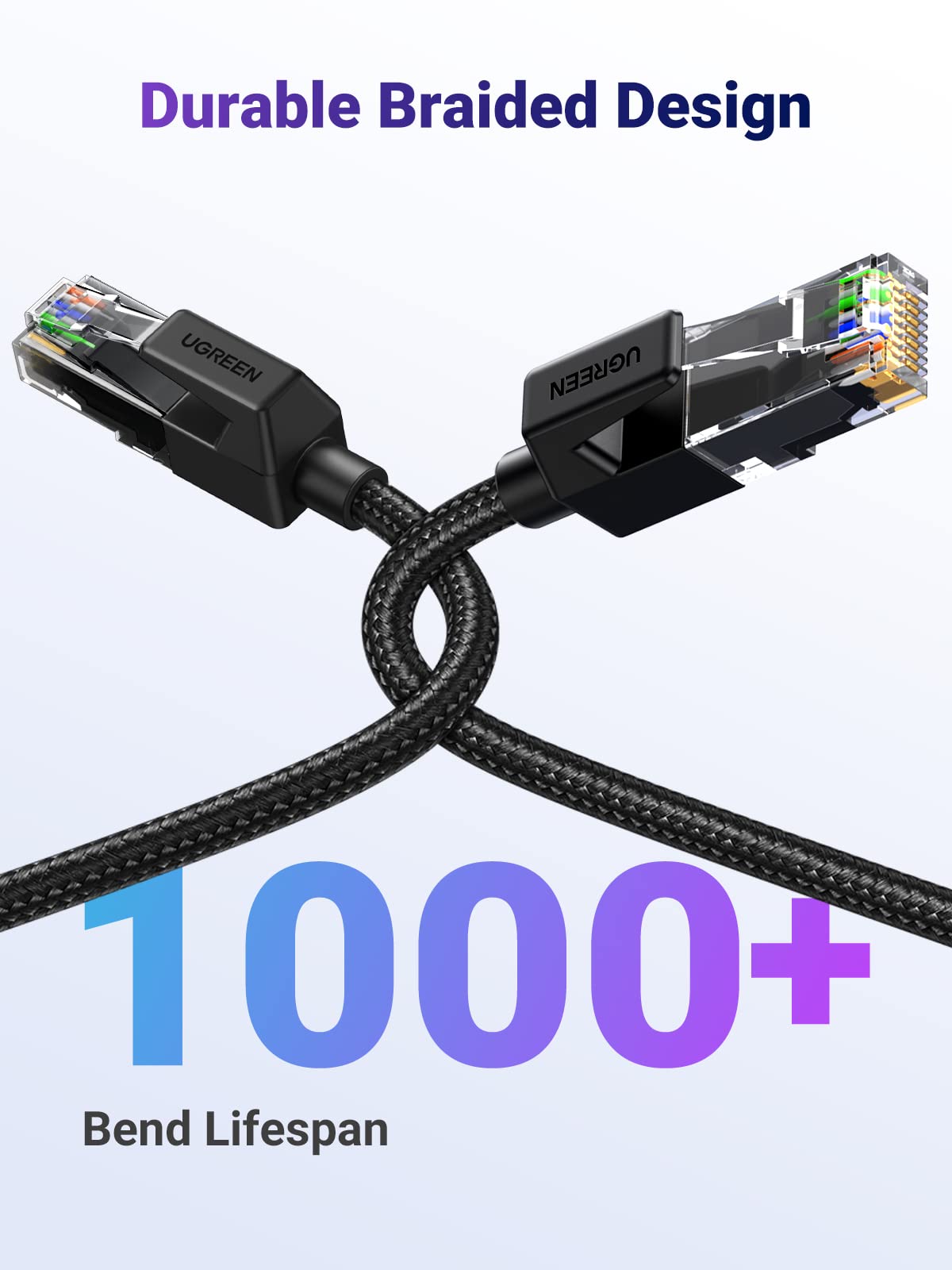 UGREEN Cat 6 Ethernet Cable Braided Cat6 Gigabit High Speed 1000Mbps Internet Cable RJ45 Shielded Network LAN Cord Compatible for PC PS5 PS4 PS3 Xbox Smart TV Router 6FT