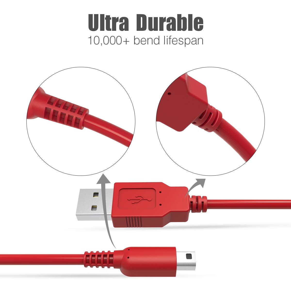 6amLifestyle [2 Pack] 5FT 3DS USB Charger Charging Cable, Power Cord for Nintendo New 3DS XL/New 3DS/ 3DS XL/ 3DS/ New 2DS XL/New 2DS/ 2DS XL/ 2DS/ DSi/DSi XL Bule/Red/Yellow