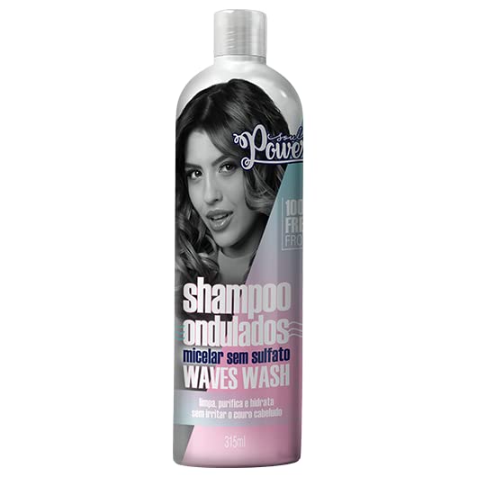 Soul Power Waves Help Micellar Anti-Frizz Shampoo 315ml Vegan Friendly GMO Free Cruelty Free - Hydrating with Natural Oils - Imported from Brazil