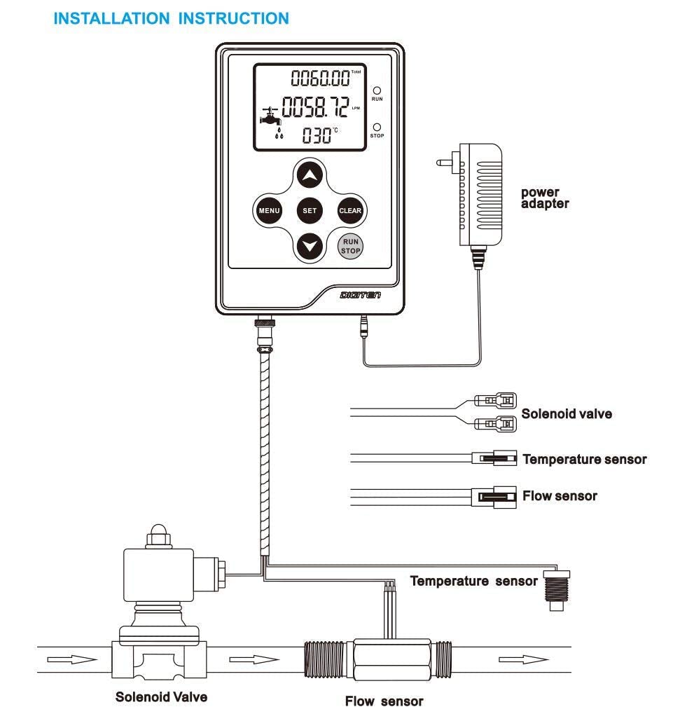 DIGITEN G1/2" Male Oil Fuel Gasoline Diesel Milk Water Liquid Gear Flow Sensor Meter + Digital Display Flowmeter Quantitative Controller Counter