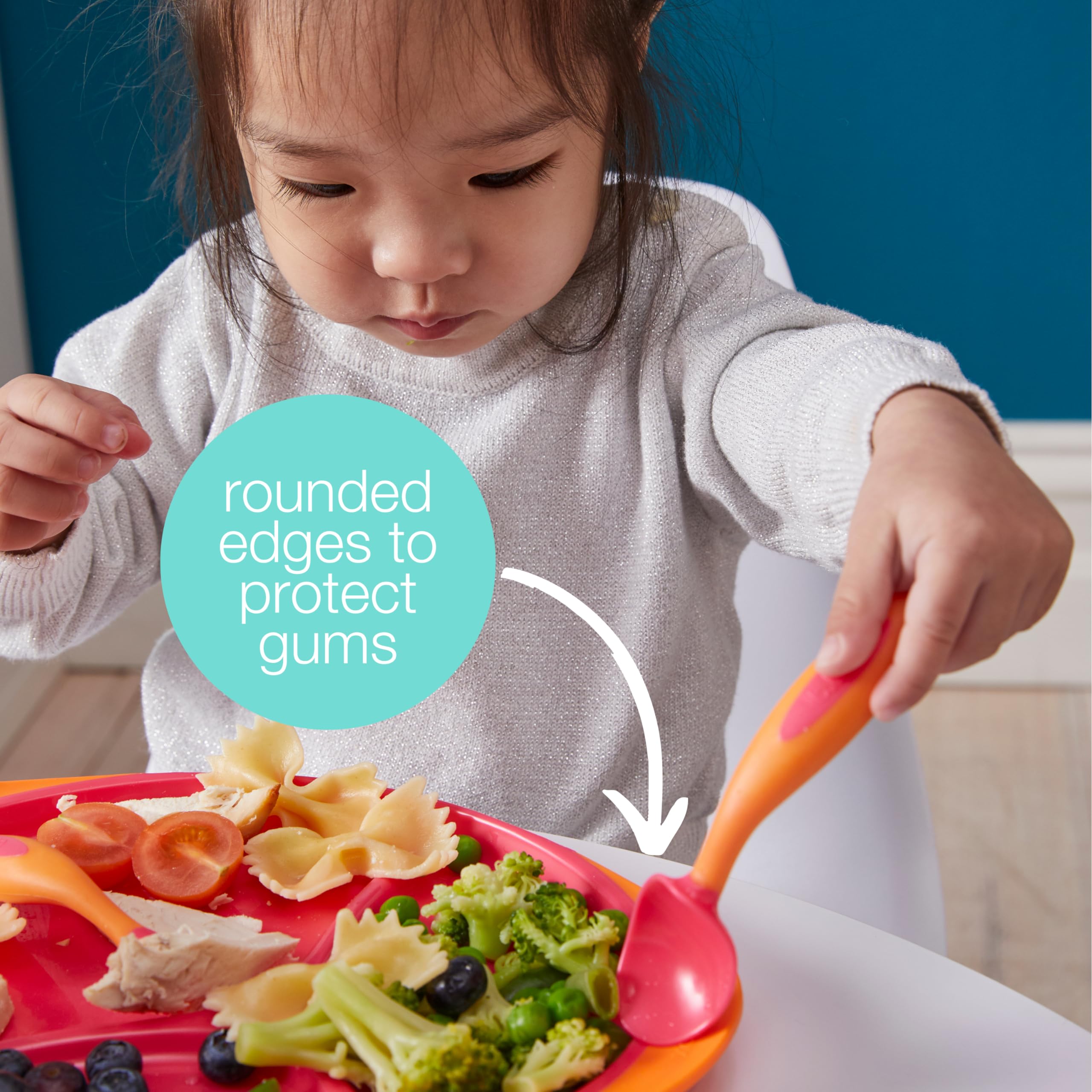 b.box Toddler Cutlery Set: Patented FLORK™ Designed Fork, Spoon & Travel Case, Easy Grip Handles, Dishwasher Safe, BPA Free. (Ocean Breeze)