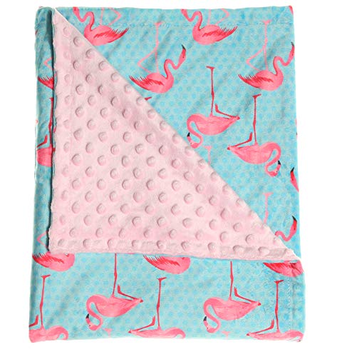 Baby Blanket Super Soft Minky Blanket with Double Layer Dotted Backing Pink Flamingo Security Blanket for Newborns Nursery Stroller Receiving Toddlers Crib Bedding for Boy or Girl(30 x 47 Inch)