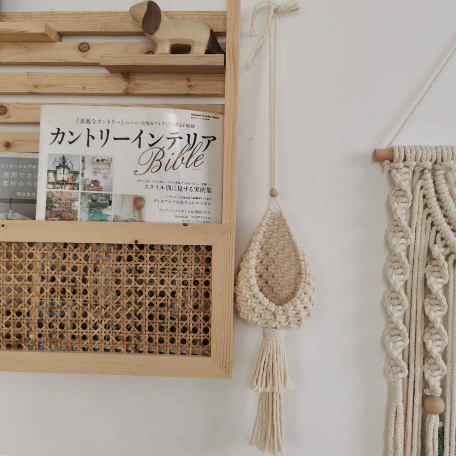 2 Pack Macrame Plant Hangers Air Plants Hanging Basket, Boho Macrame Wall Hanging for Indoor Outdoor Home Decor