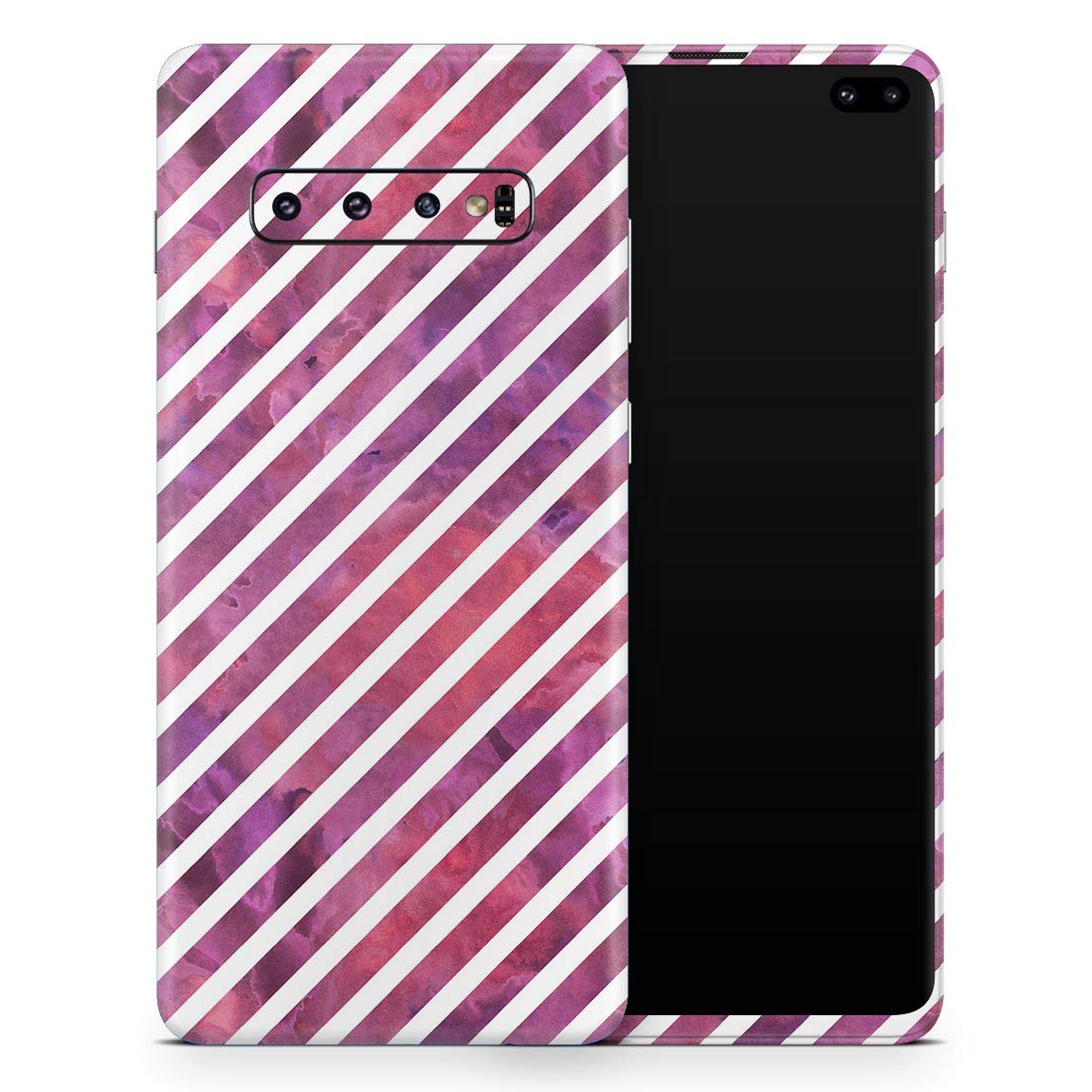 DesignSkinz White Slanted Lines Over Pink and Purple Grunge Surface Protective Vinyl Decal Wrap Skin Cover Compatible with The Samsung Galaxy S20 (Screen Trim & Back Glass Skin)