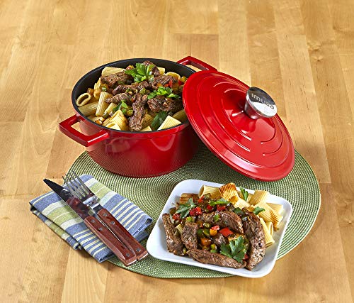 IMUSA USA, Red 5 Quart Cast Aluminum Dutch Oven With Stainless Steel Knob