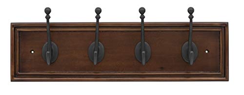 Hickory Hardware Cottage Collection Coat Rack/Hook Rail 4 Coat and Hat Hooks 20 Inch Long Medium Wood Grain with Vintage Bronze Finish