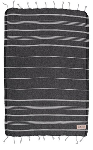 Bersuse 100% Cotton Anatolia Turkish Hand Towel - 23x43 Inches, Black