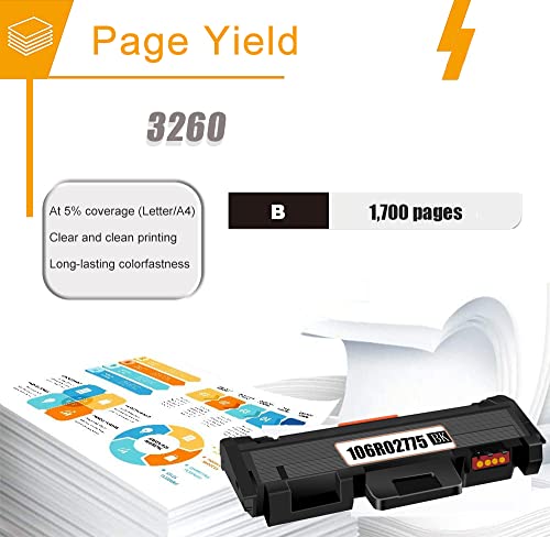 3260 Compatible 106R02775 Toner Cartridge Replacement for Xerox WorkCentre 3215 3215NI 3225 3225DNI Phaser 3260 3260DI 3260DNI 3052 Printer Toner.(2Black)