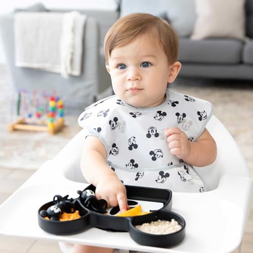 Bumkins Disney Silicone Grip Dish, Suction Plate, Divided Plate, Baby Toddler Plate, BPA Free, Microwave Dishwasher Safe - Mickey Mouse-1 Count (Pack of 1)