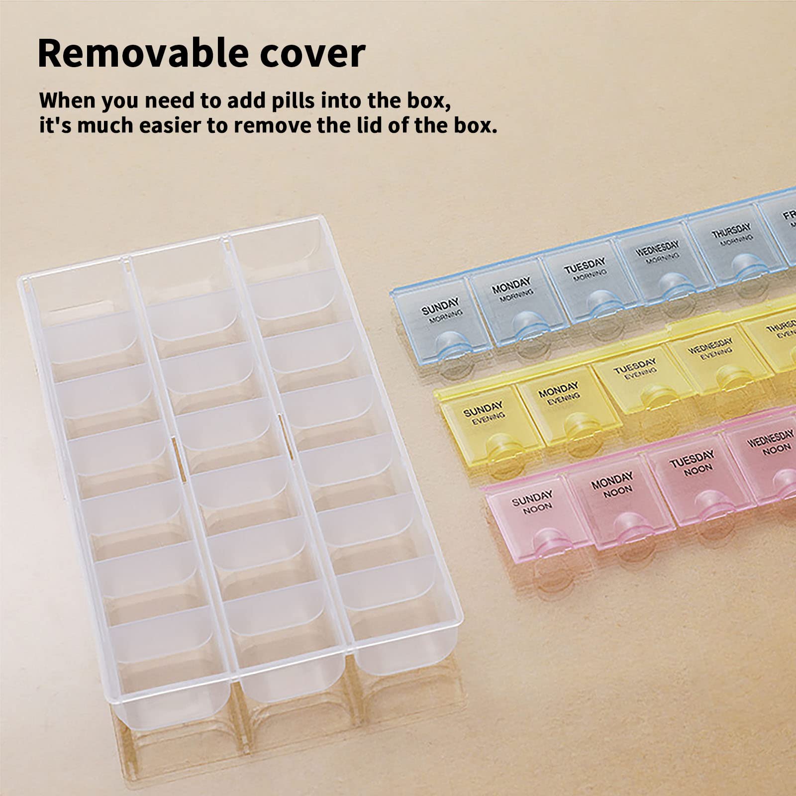 21 Daily compartments Pill Organizer :Weekly Pill Organizer 3 Times a Day, Portable Medicine Organizer ,Large 7 Day Pill Box .Pill Containers for Vitamins, Supplements and Medication.