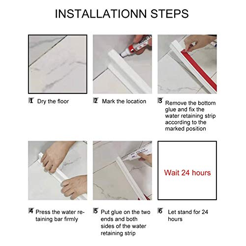 39 Inch Collapsible Shower Water Guard, Water Dam Barrier Shower Threshold Shower Water Stopper Threshold for Shower Stall, Stay Dry Retainer for Wet and Dry Separation (thick right angle 39'') …