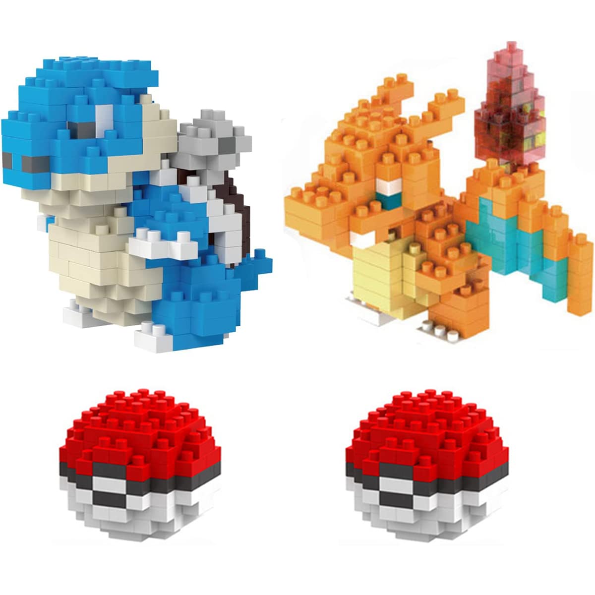 2 Sets 3D Mini Cute Anime Figures Collection Toys Kit Gifts for,Pocket Monster Micro Building Building Blocks Sets for Adults and Kids