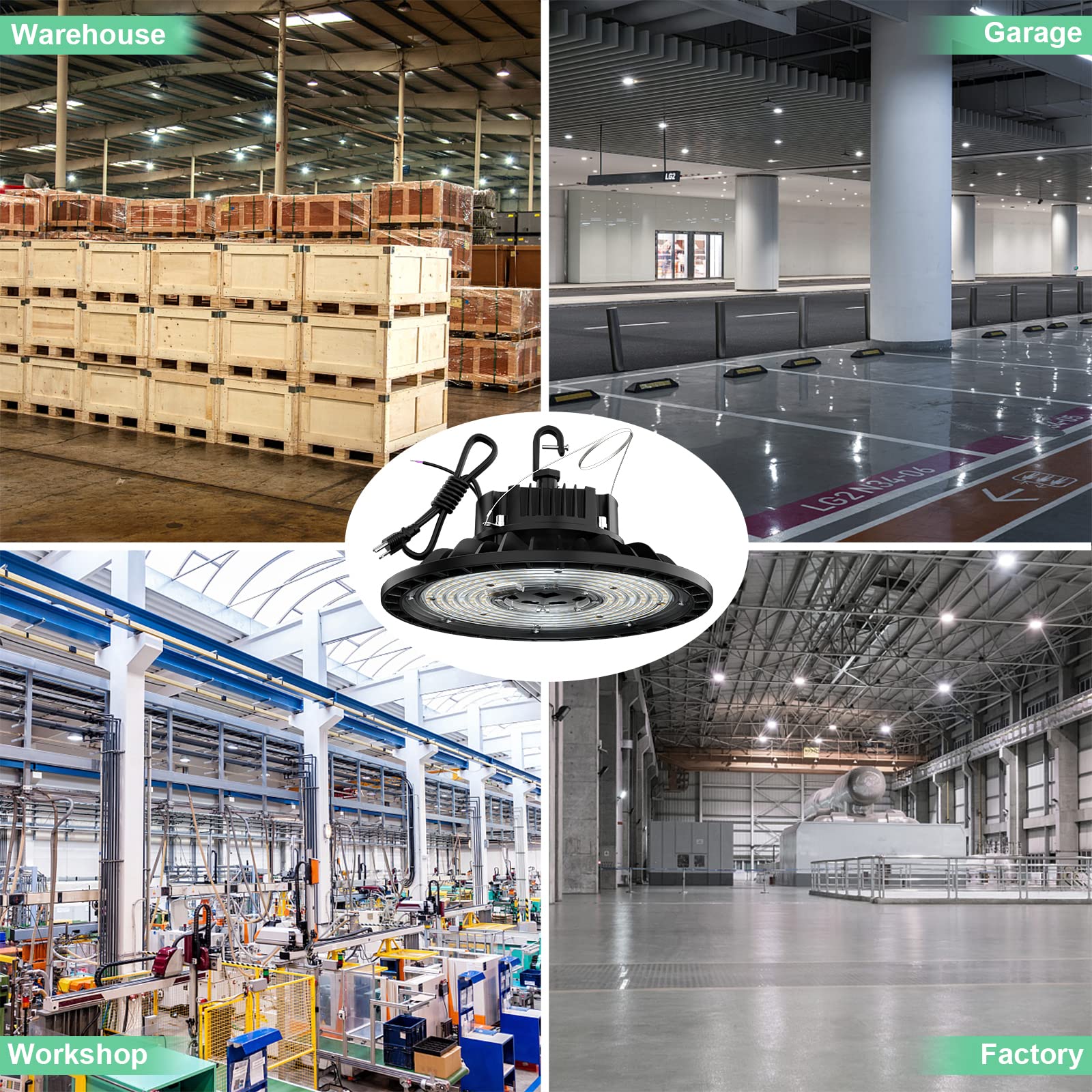 150W UFO LED High Bay Light with Motion Sensor 5000K Garage Light Ceiling Light with Remote Control 3 Modes 21000LM Shop Lights Super Bright with 5' Cable High Bay LED Lighting for Warehouse Workshop