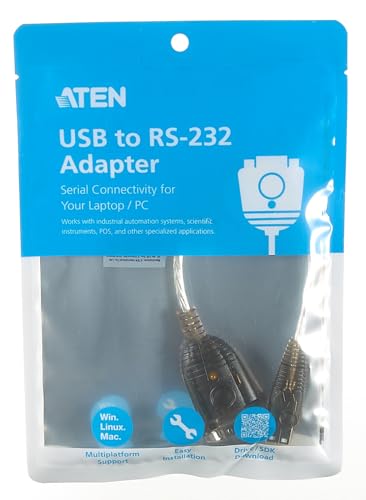 ATEN UC232A USB to Serial Converter USB-A to RS-232 Adapter (35cm) USB to PDA/Serial (DB9) Port Converter for Laptop PC Modem Printer Network Switch Scanner PLC Controller POS for Windows Mac Linux