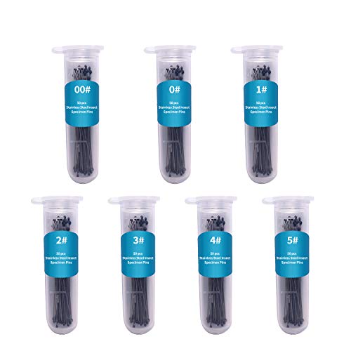 Fpxnb 350 Pcs Stainless Steel Insect Pins in 7 Sizes, Specimen Entomology Pins and Butterfly Collections Needle for School Lab Butterfly Collectors with Vials & Labels