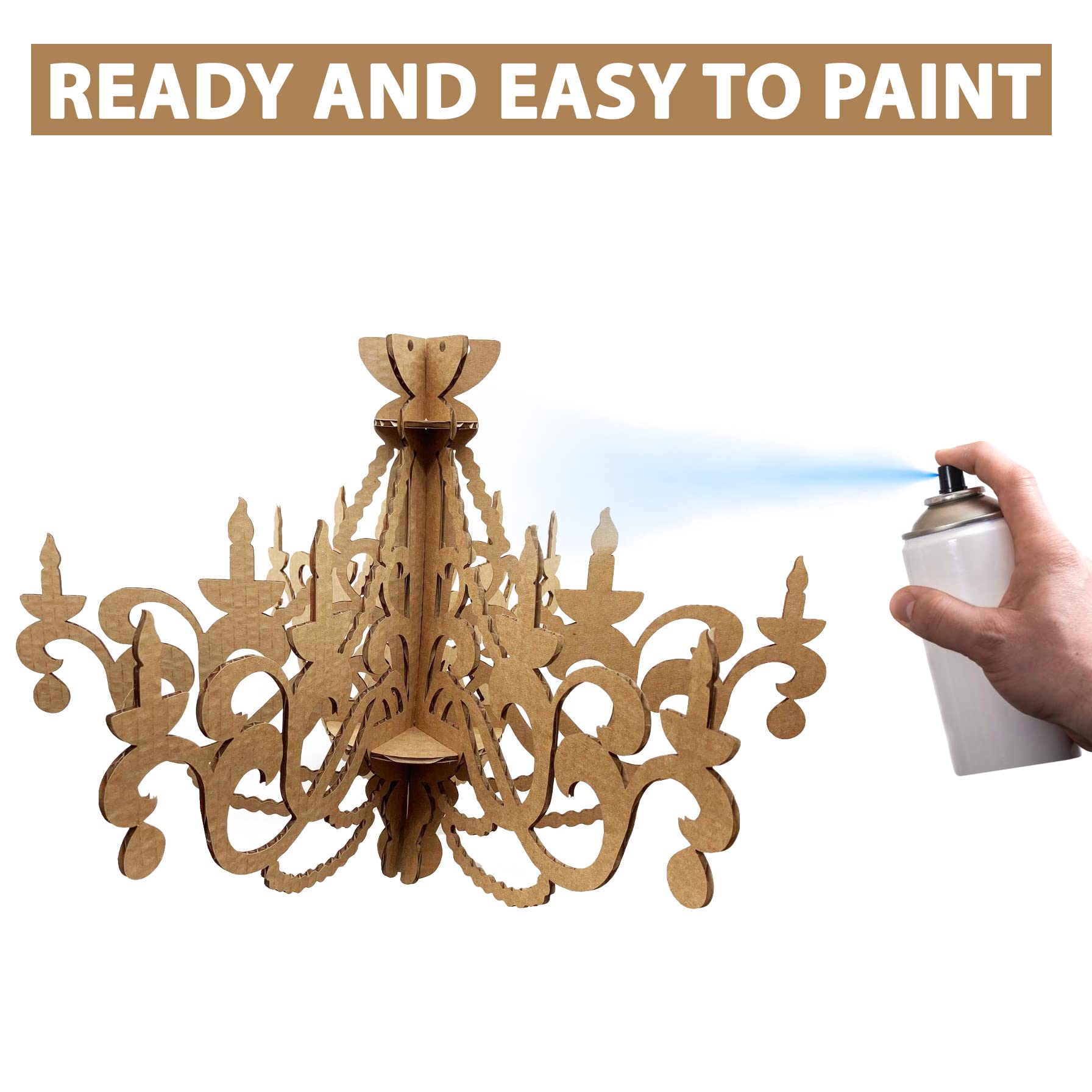 20'' wide Cardboard chandelier Model 2 | 5 branches | perfect decoration for ceiling | lightweight | made in USA | Model 2