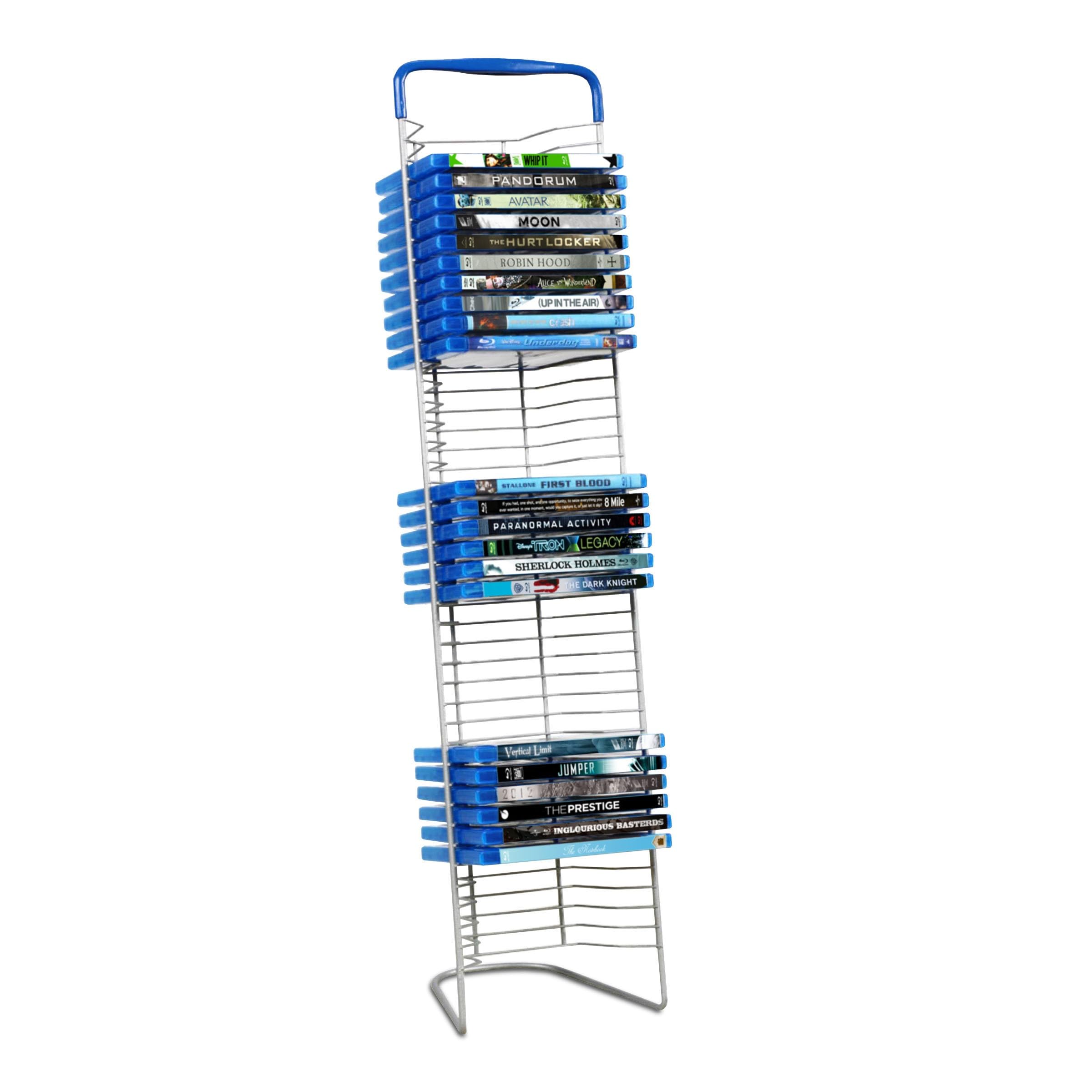 Atlantic Nestable 16 Blu-Ray Rack - Space Saving Modern Design in High End Gunmetal Finish with Blue Molded Handle, PN63735592