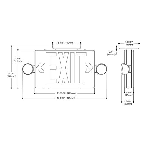 All-Pro APC7G, Combo Unit, White Housing, Led-Exit, (2) LED Emergency Light Heads, Universal Face Green Letters