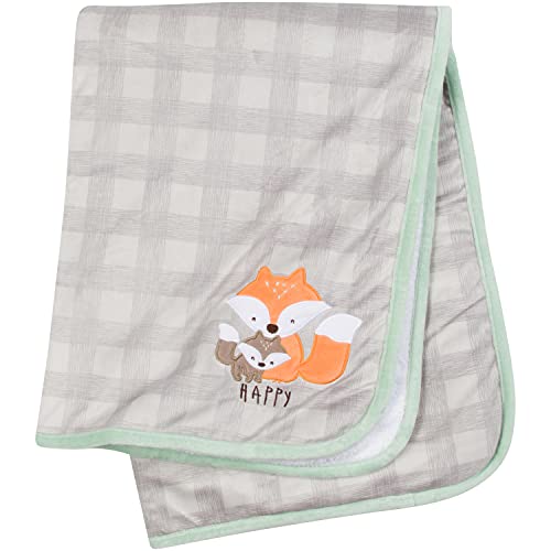 Gerber Baby Boys Girls and Neutral Newborn Infant Baby Toddler Nursery Soft Plush Blanket, Happy Fox Grey, 30" x 40
