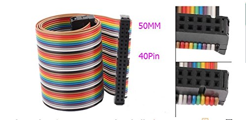 BUUSHI 2.54mm Pitch 40 Pin 40 Way F/F Connector IDC Flat Rainbow Ribbon Cable 1.7ft