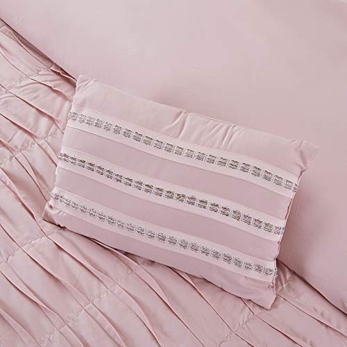 Amrapur Overseas Antonella 8-Piece Pleated Comforter Set (King, Mauve)