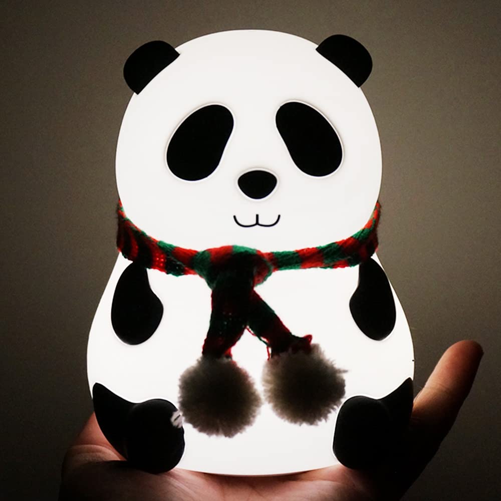 LED Kids Night Light Cute Nursing Night Light Non-Flickering Eye-Caring Lamp-USB Rechargeable, Touch Control, Multi-Color and Warm White Can be Switched, Fabulous Ideal Gift (Panda Round Eyes)