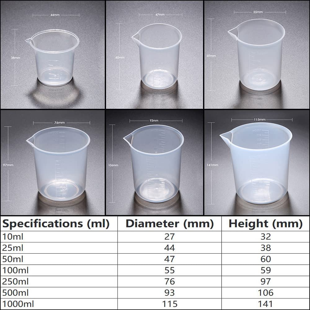 50 PCS 10ml Resin Mixing Cups, Liquid Measuring Cups, Plastic Beaker, Graduation Epoxy Resin Cups for Resin Epoxy Paint Food, Lab Use