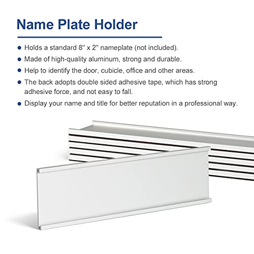 Lenink 6 Pack Name Plate Holder, Wall Mount Office Door Name Plate Holder for Meeting Room, Business Department, Warning Area 8β X 2β (Silver)