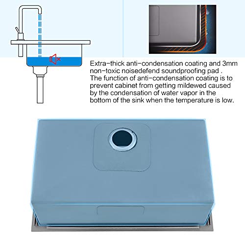 33-inch Drop In Kitchen Sink Stainless Steel -VOKIM 33 Inch Topmount Drop-in Single Bowl Handmade Stainless Steel 16 Gauge Kitchen Sink, With Dish Grid and Basket Strainer,Soap Dispenser