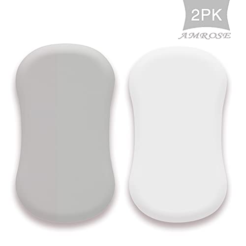 AMROSE Heavenly Soft Microfiber Bassinet Sheets, Fit for Halo Bassinest Swivel Sleeper, 2 Pack Hourglass Bassinet Mattress Sheet Set for Boys Girls, White & Gray