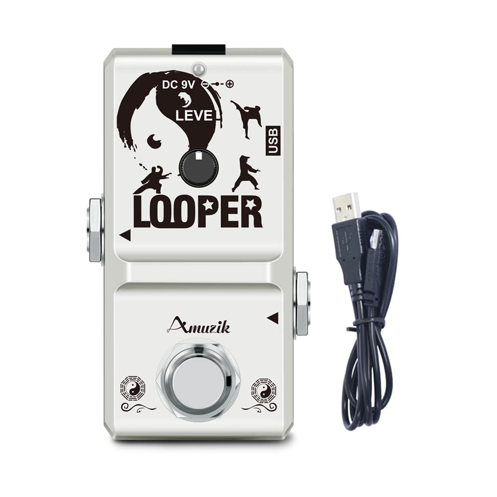 Amuzik Looper Electric Guitar Effect Loop Pedal 10 Minutes of Looping Unlimited Overdubs USB Port True Bypass
