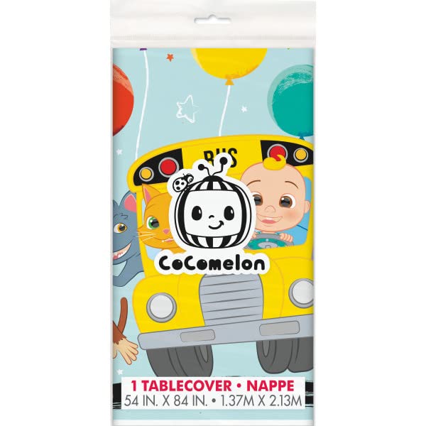 Amscan Cocomelon Birthday Party Supplies Bundle Pack includes 16 Dessert Plates, 16 Lunch Napkins, 16 Paper Cups, 1 Plastic Table Cover (Bundle for 16)
