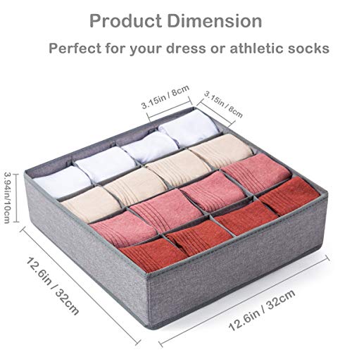 Qozary 24 and 16 Cell Closet Socks Organizer Drawer Divider, Collapsible Closet Cabinet Organizer Underwear Storage Boxes for Storing Socks, Lingerie, Underwear