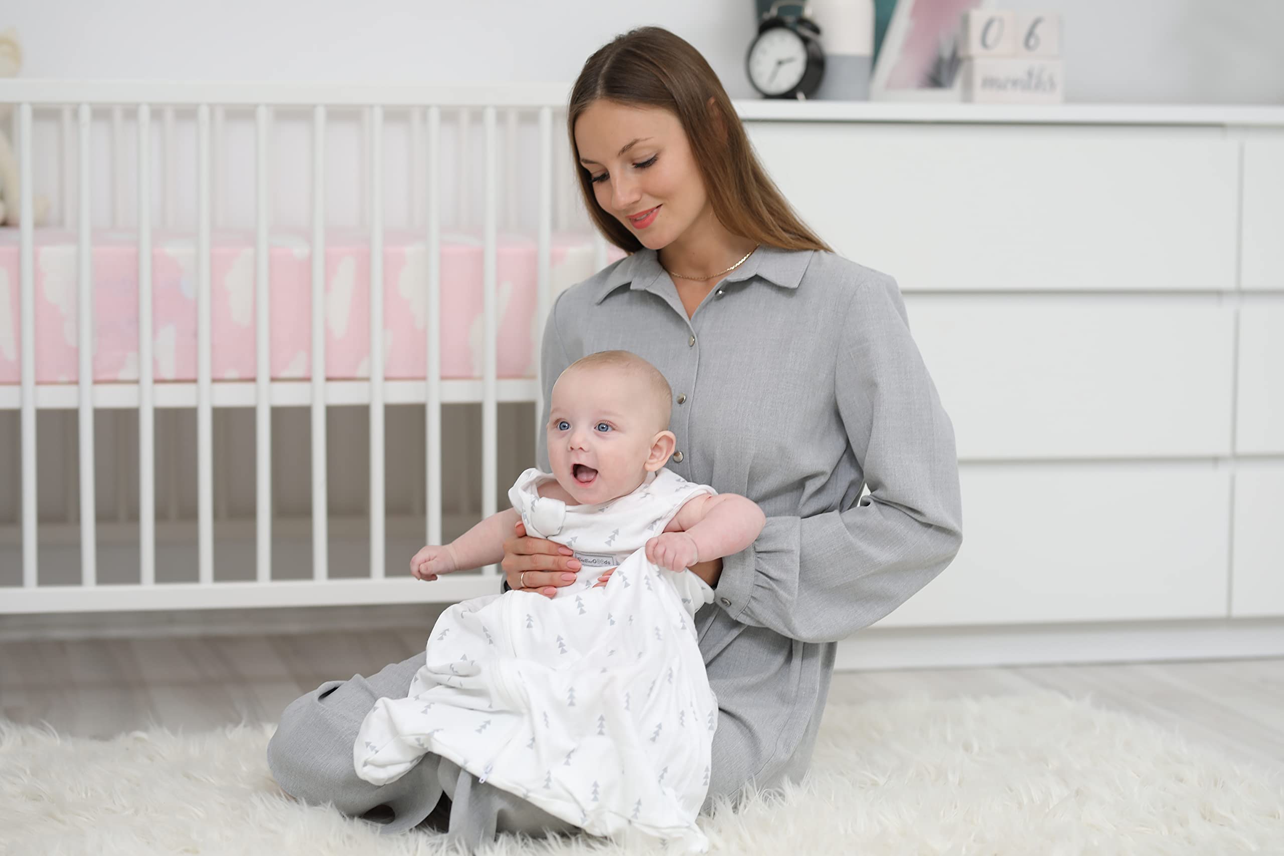 Baby Sleeping Bag Sack – Infant Sleeping Bags – 3 Pack - Pure Cotton Unisex Zip Up Wearable Blanket for Sleeping Boys & Girls (Grey Plaid, 6-12 Months)