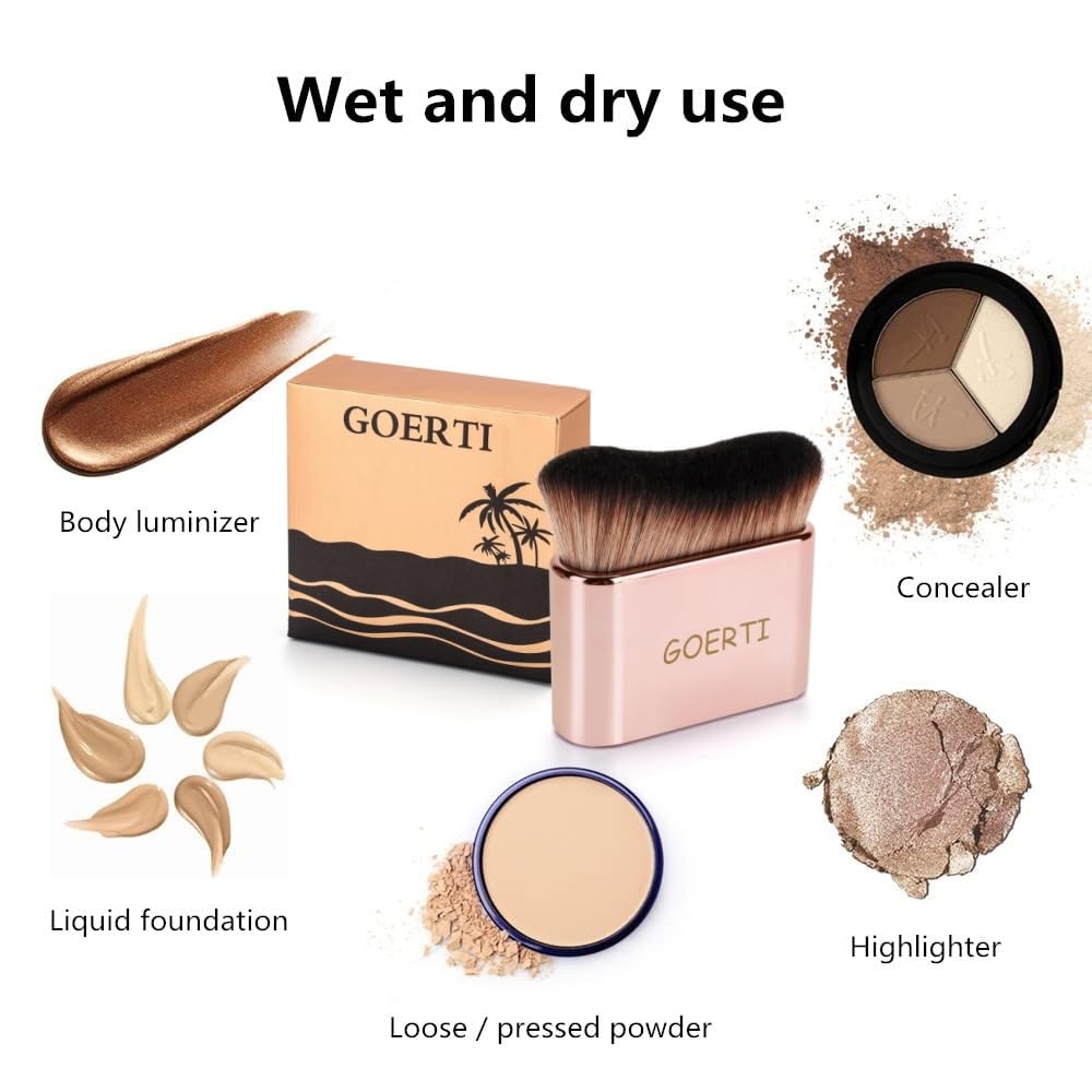 GOERTI Self Tanner Brush, Kabuki Brush for Body, Professional Body Makeup Brush for Flawless Leg Makeup, Bronzer Shimmer Glow Blend Brush, High Density Foundation Brush Makeup Brush for Cream