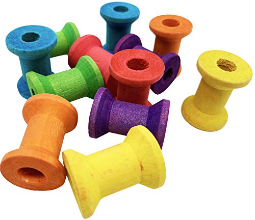 Bonka Bird Toys 2103 Pk12 Wood Bobbins Parrot Foot Craft Talon Cage Part Conure
