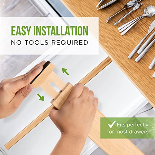 Velt Products Bamboo Drawer Dividers (17.5"-21.75") β Adjustable Divider Organizer for the Kitchen, Bedroom, and Bathroom β Organization Help for a Dresser, Cabinet, Storage Rooms
