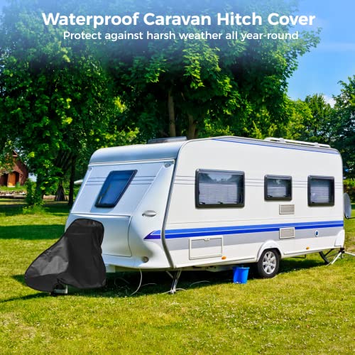 34.25x24.4 Inch Caravan Hitch Cover, Universal Waterproof Breathable Tow Hitch Cover for Caravan Tongue Jack Cover, PVC Trailer Tow Ball Coupling Lock for Camper & Caravan