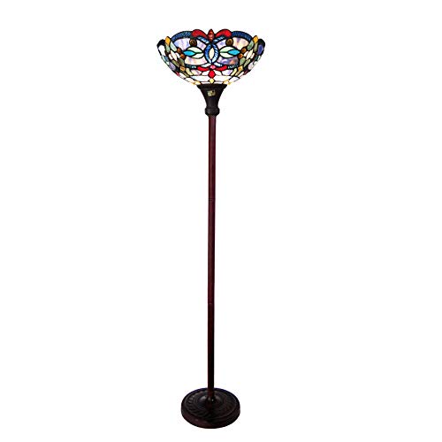 Radiance Goods Tiffany-Style Victorian Stained Glass Torchiere Floor Lamp 69" Height