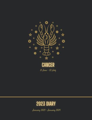 2023 Diary: A4 Week to View Dated from Jan 2023 - Jan 2024 | Monthly, daily & weekly planner 2023 | Cancer 2023 | Black cover | 200 pages: Astrology, ... Planner Agenda Organiser | 13 months